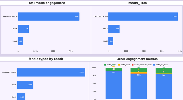 Instagram Organic Google Sheets Dashboard Template | Windsor.ai